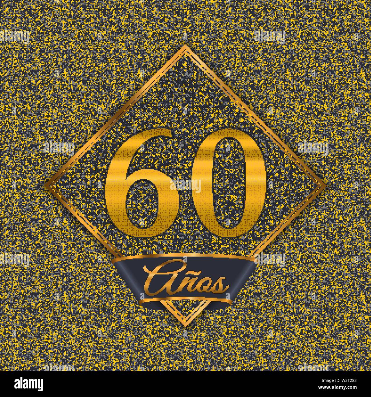 Spanish golden number sixty years (60 years) celebration design ...