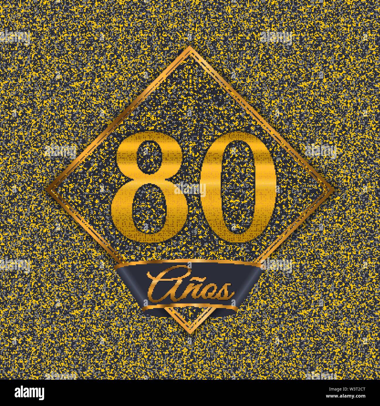 Spanish golden number eighty years (80 years) celebration design ...
