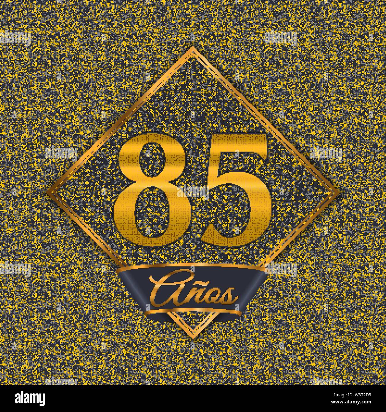 Spanish golden number eighty-five years (85 years) celebration design ...