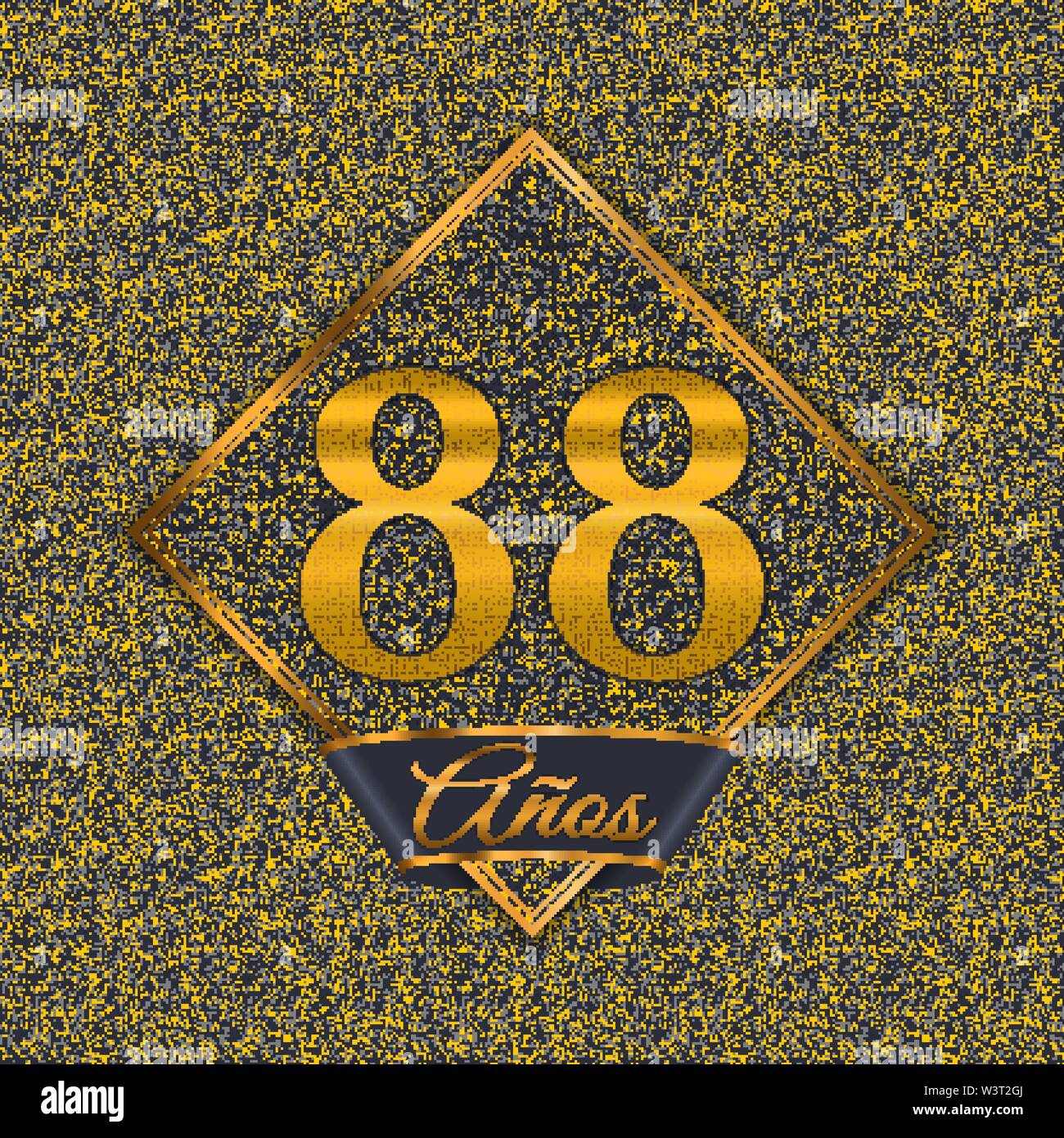 Spanish golden number eighty-eight years (88 years) celebration design ...