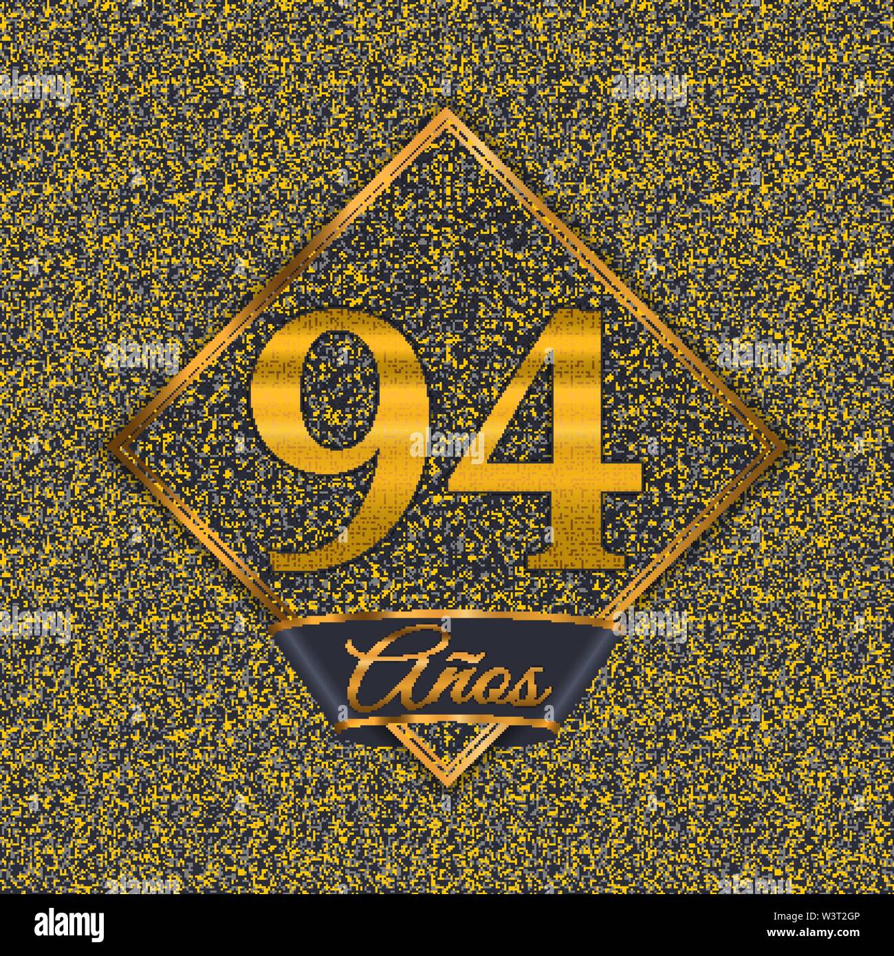 Spanish golden number ninety-four years (94 years) celebration design ...