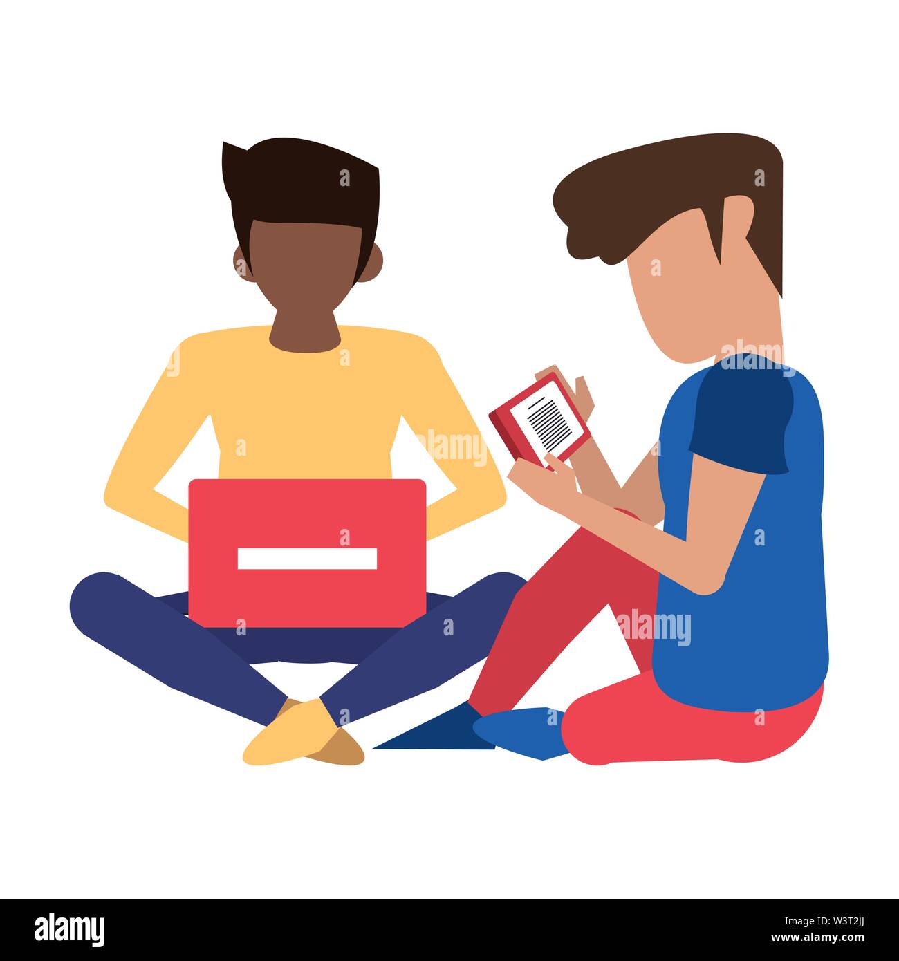 men using technology devices cartoon Stock Vector Image & Art - Alamy