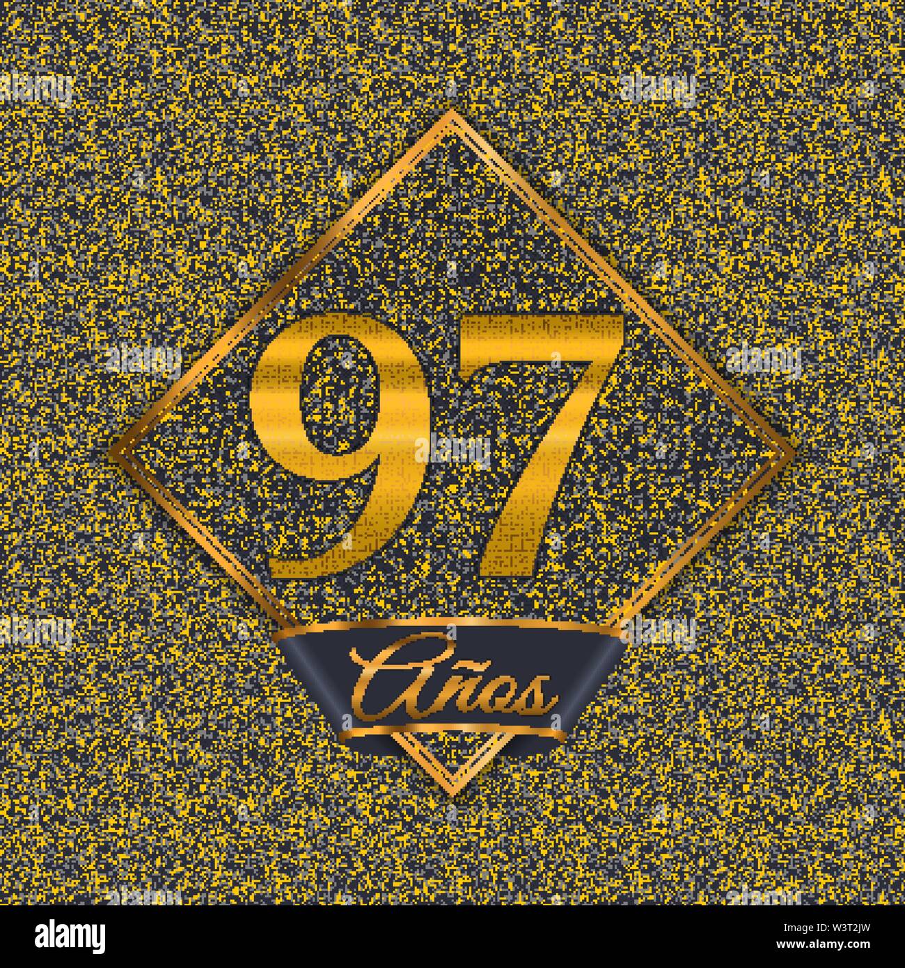 Spanish golden number ninety-seven years (97 years) celebration design ...