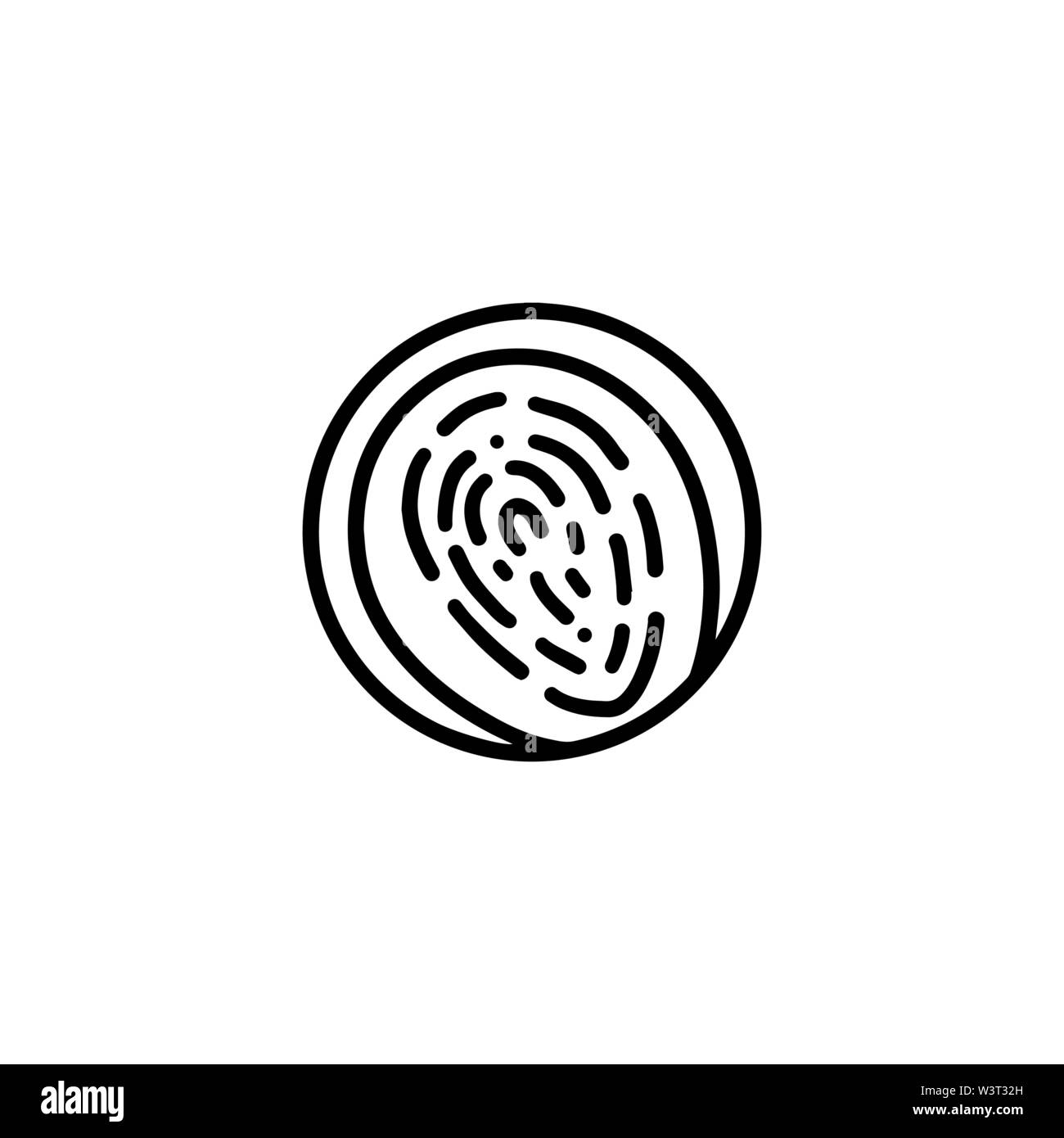 Round Fingerprint in circle icon flat style. Vector logo for Identity ...