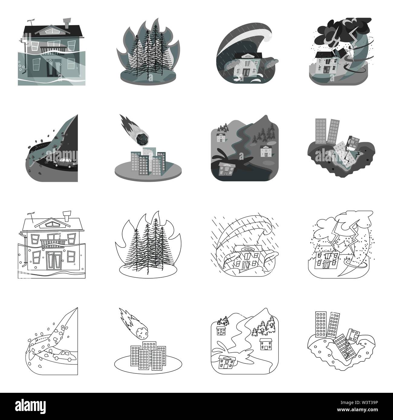 Isolated object of weather and distress symbol. Collection of weather ...