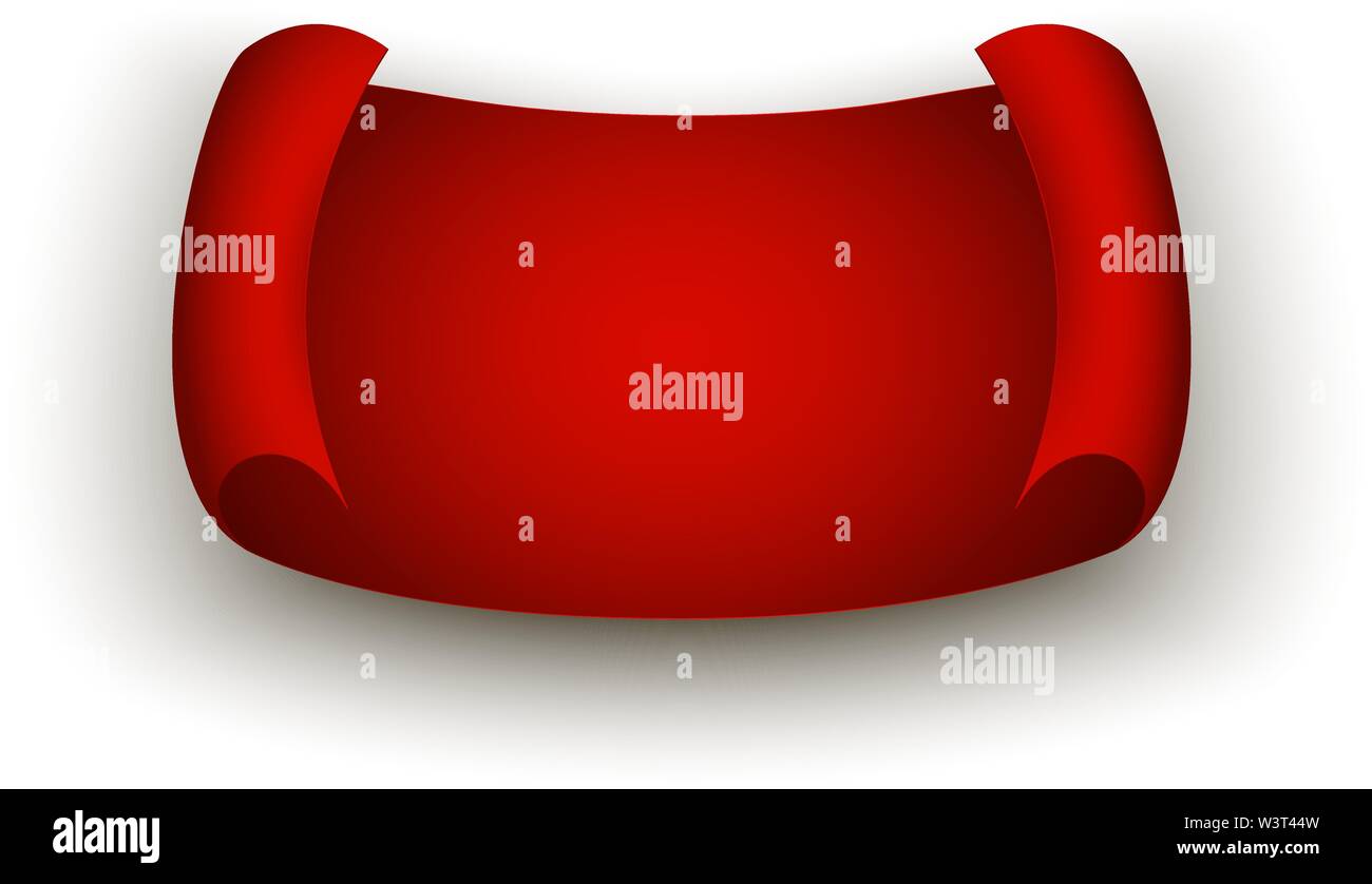 Red realistic detailed curved paper. Vector illustration Stock Vector ...