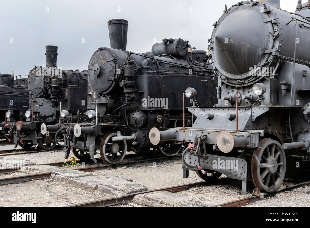 BUDAPEST, HUNGARY - April 05, 2019: Historic steam locomotives on ...