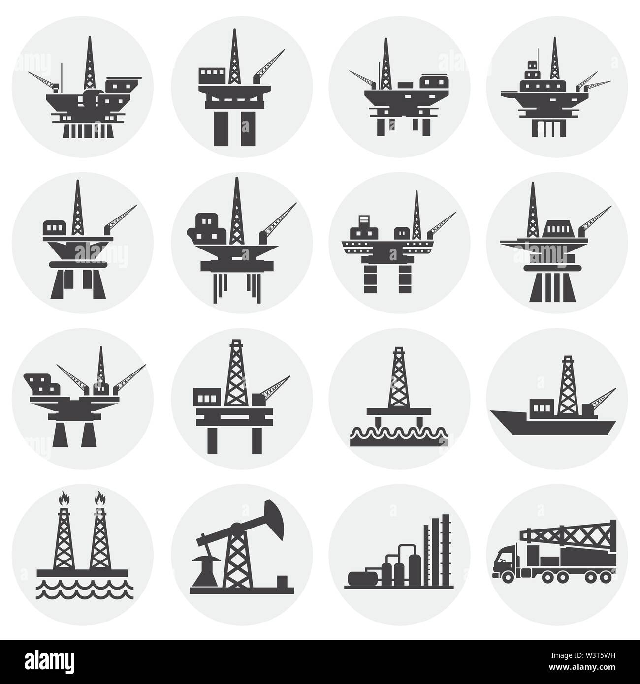 Oil rig related icons set on background for graphic and web design ...