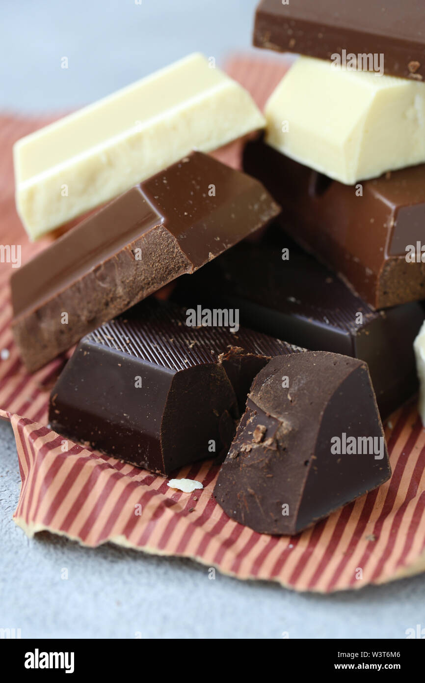 confectionery chocolate bars on the table Stock Photo - Alamy