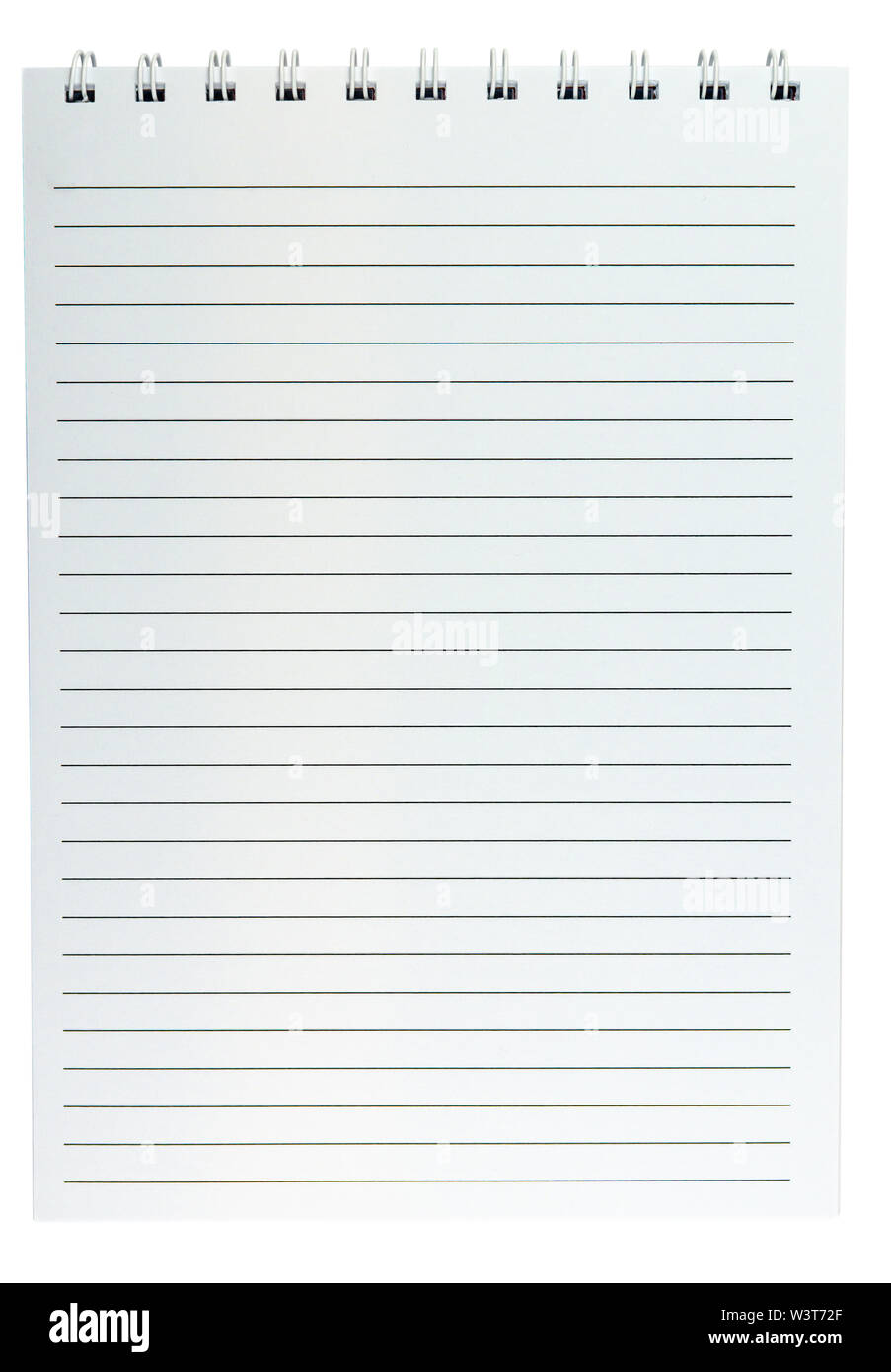 Notepad with wire binding on top and horizontal lines on pages ...