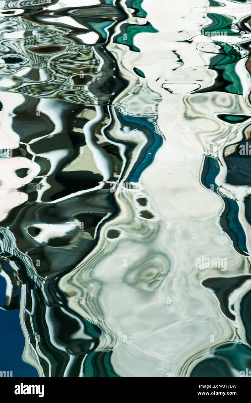 water texture background close up. Bright colorful water reflection ...