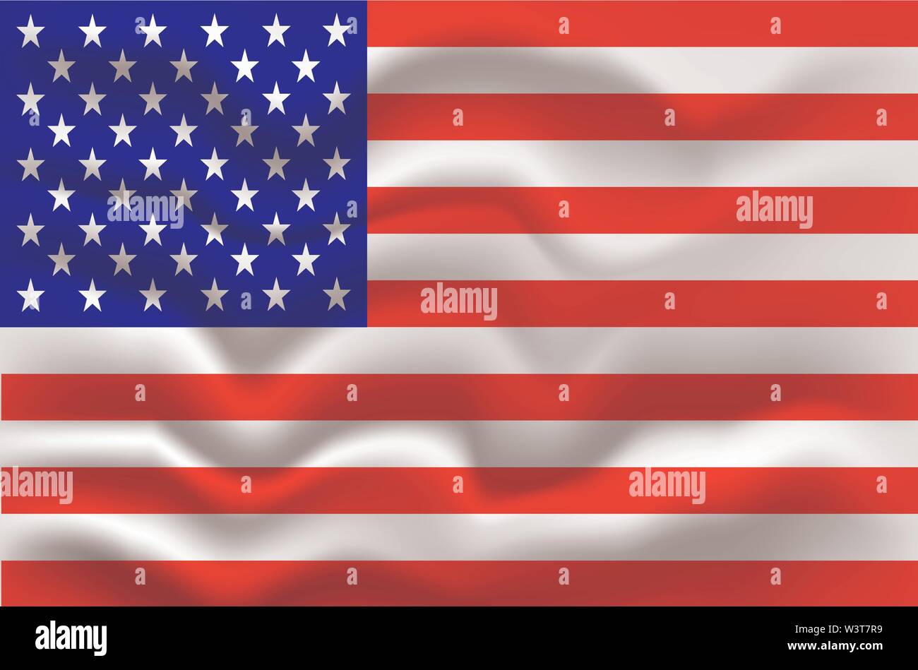 Flag of United States of America on wavy fabric. Vector illustration ...