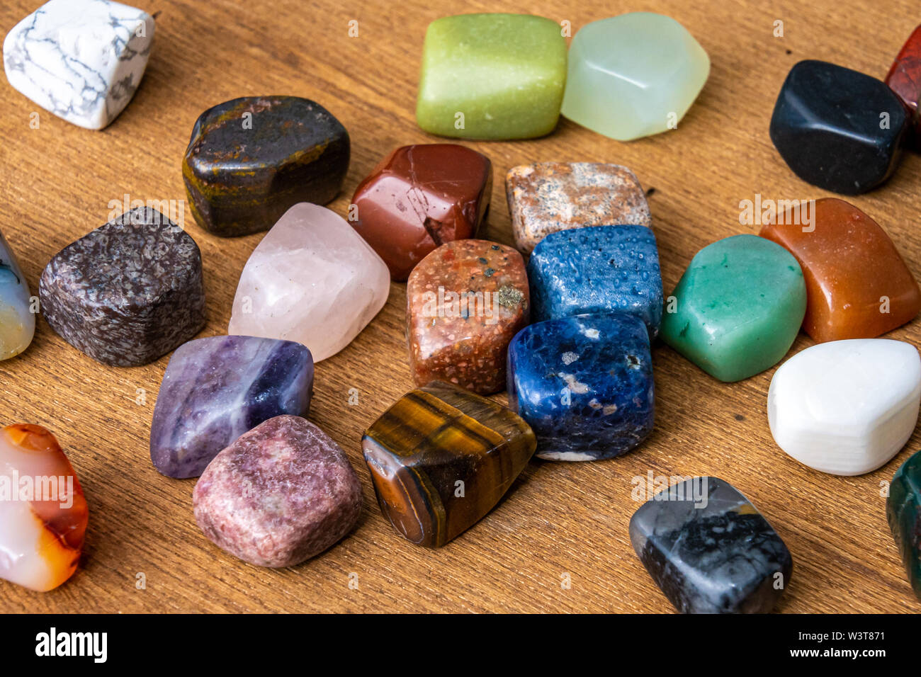 Collection of different colored polished gemstones an jewels luxury ...