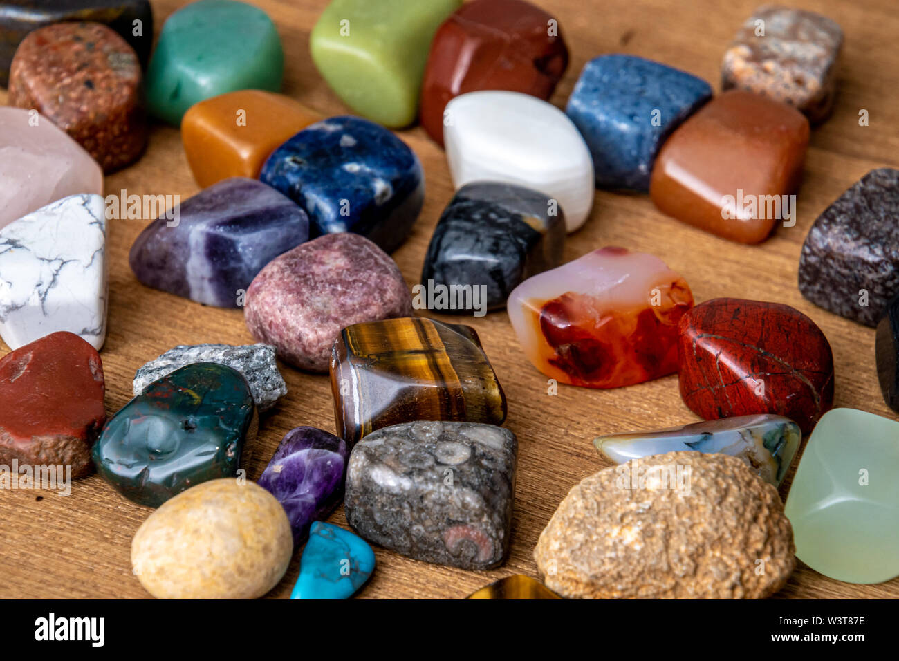 Collection of different colored polished gemstones an jewels luxury ...