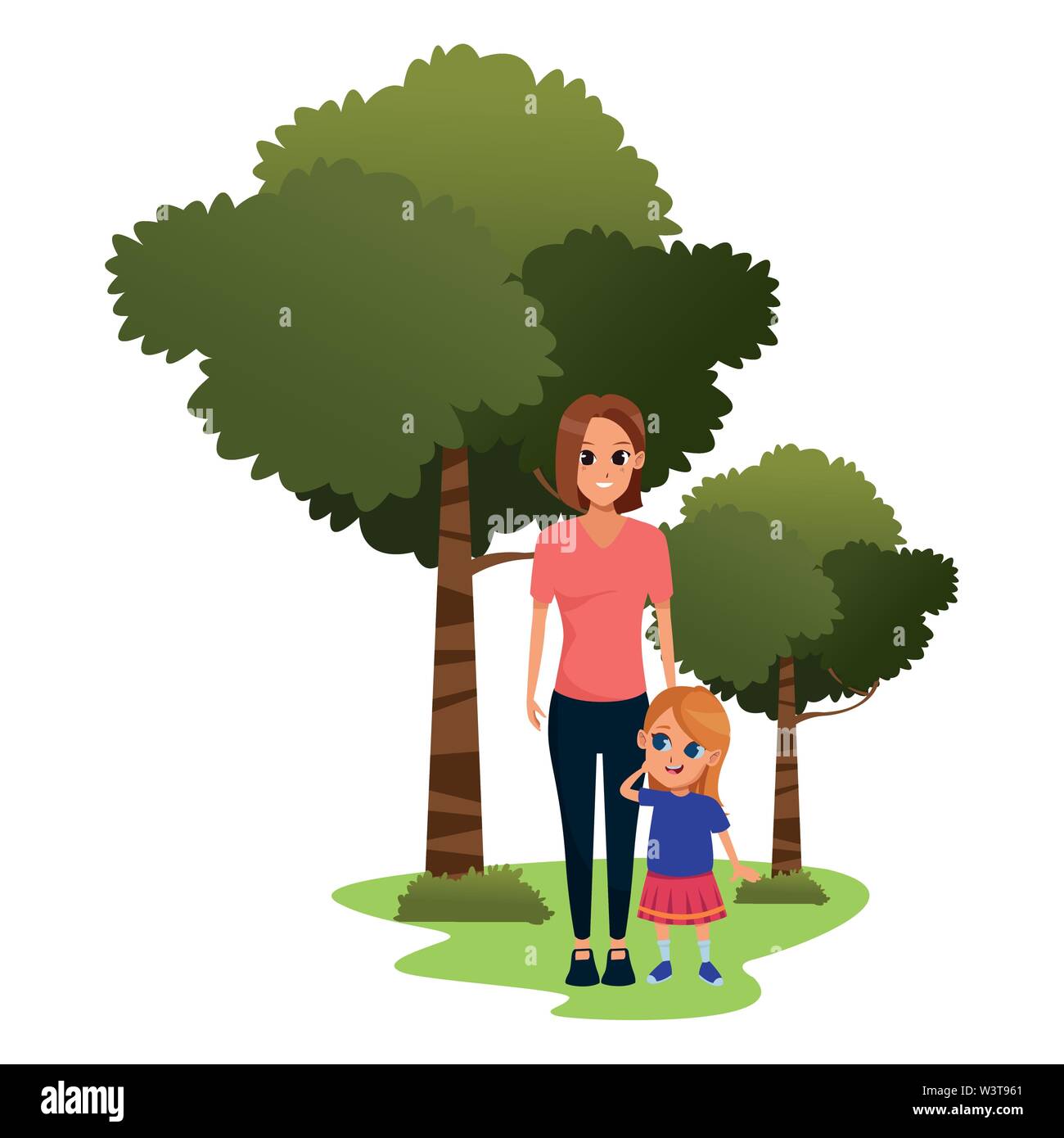 Family single mother with children cartoon Stock Vector Image & Art - Alamy