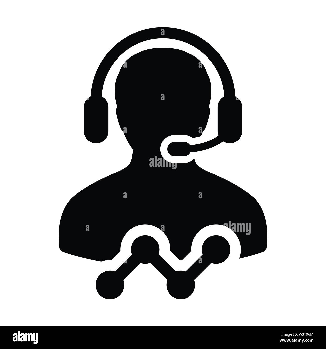 Data analytics service icon vector male customer support person profile ...