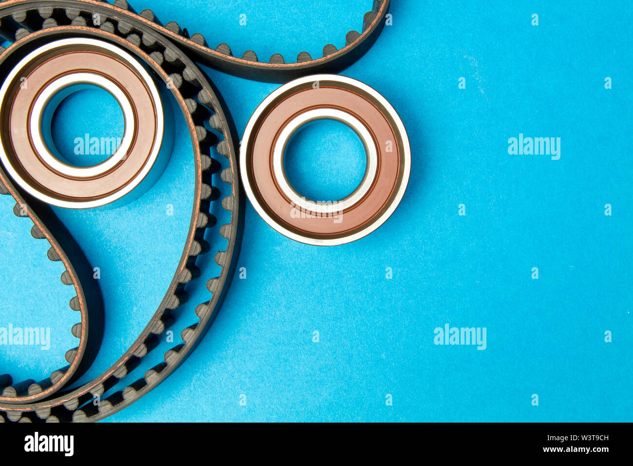 Timing belt with rollers on background .Kit of timing belt for car ...
