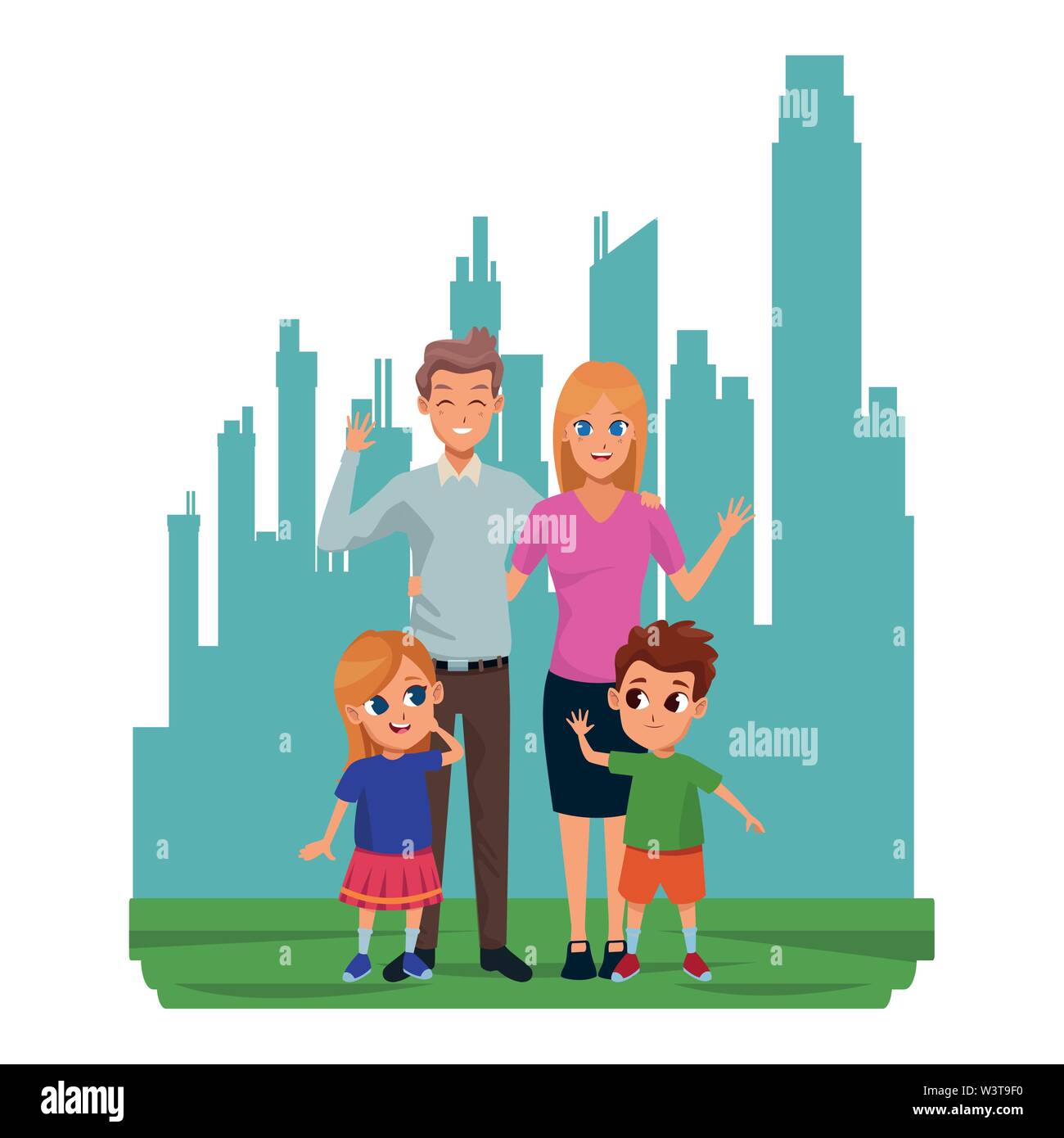 Family parents and childrens cartoons Stock Vector Image & Art - Alamy