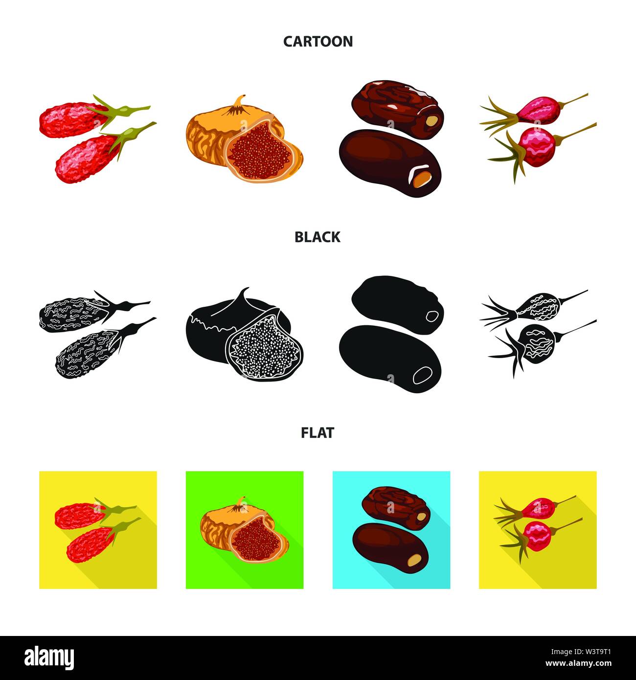Vector design of food and raw icon. Set of food and nature stock symbol ...