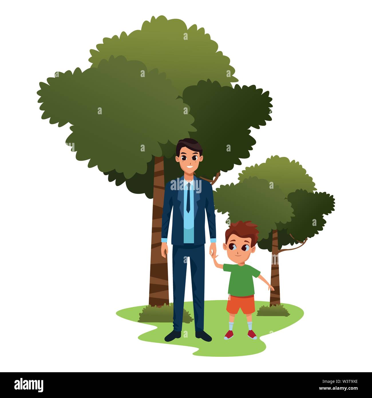 Family single father with children cartoon Stock Vector Image & Art - Alamy