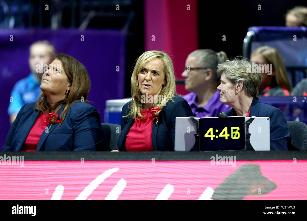 England netball Head Coach Tracey Neville (centre) before the netball ...