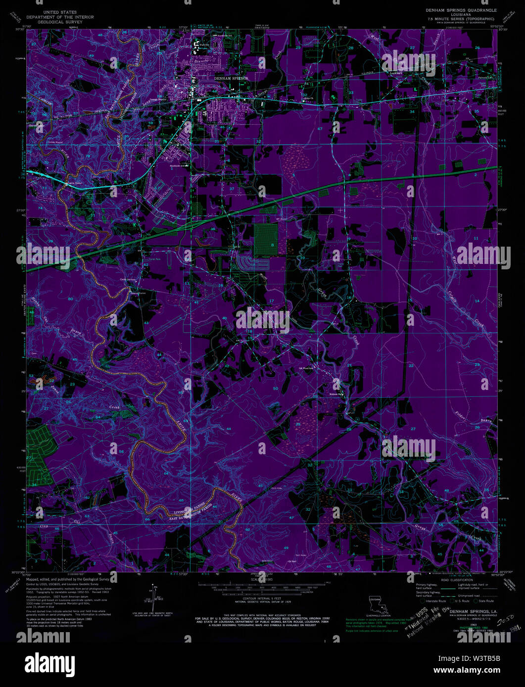 Denham springs map hi-res stock photography and images - Alamy