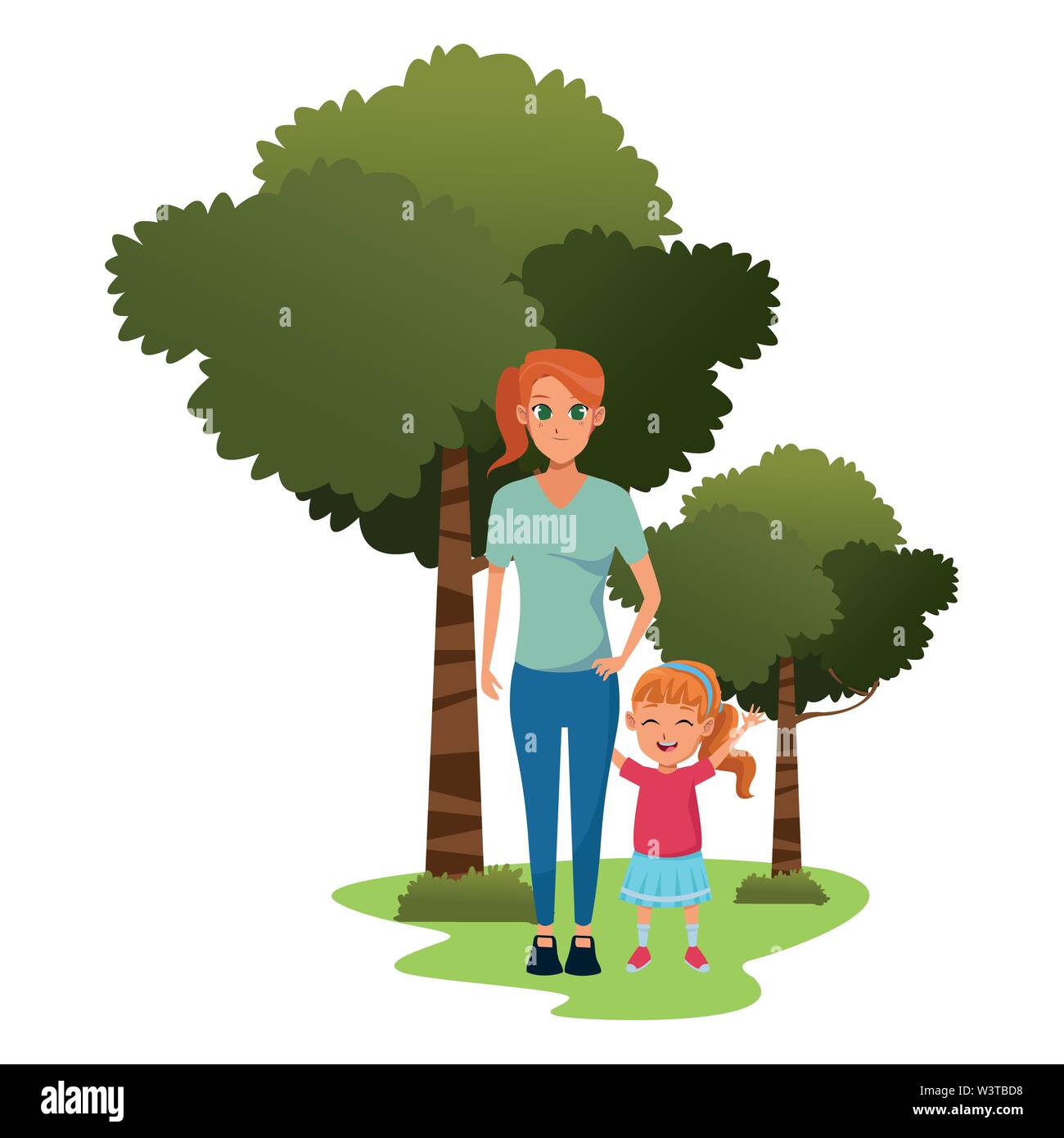 Family single mother with children cartoon Stock Vector Image & Art - Alamy