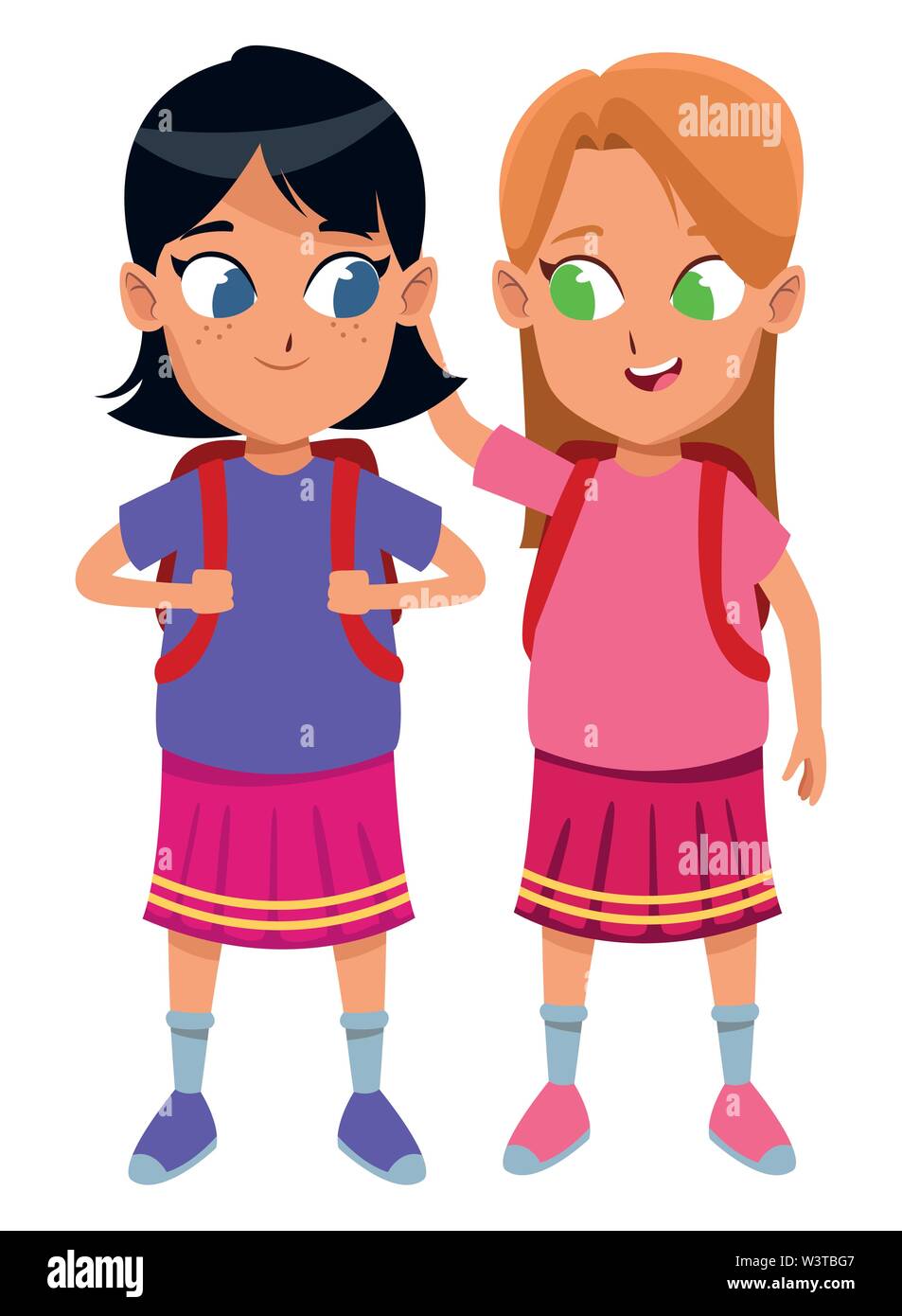 childhood adorable students girls cartoon Stock Vector Image & Art - Alamy