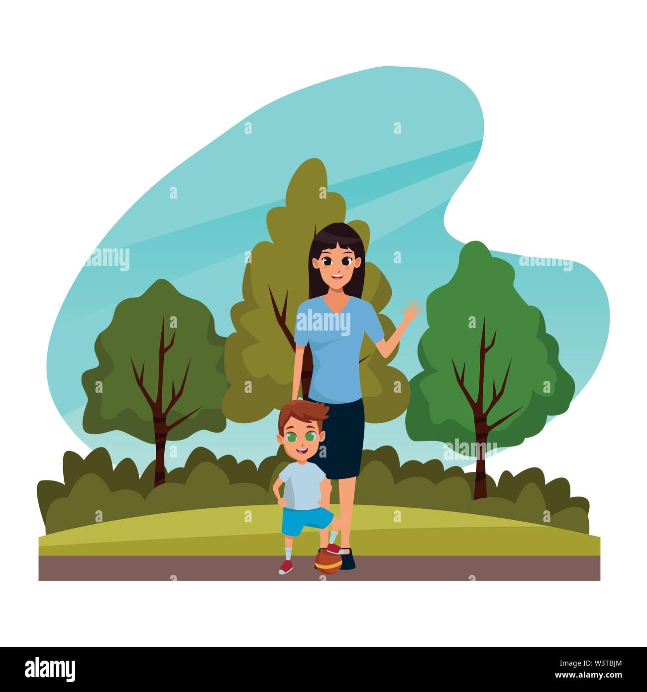 Family single mother with children cartoon Stock Vector Image & Art - Alamy