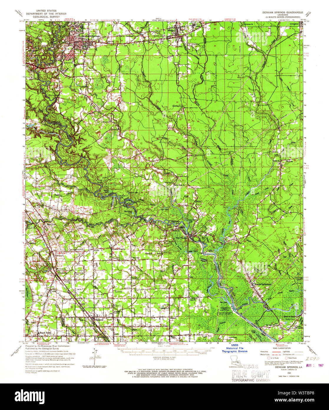 Map of denham springs Cut Out Stock Images & Pictures - Alamy
