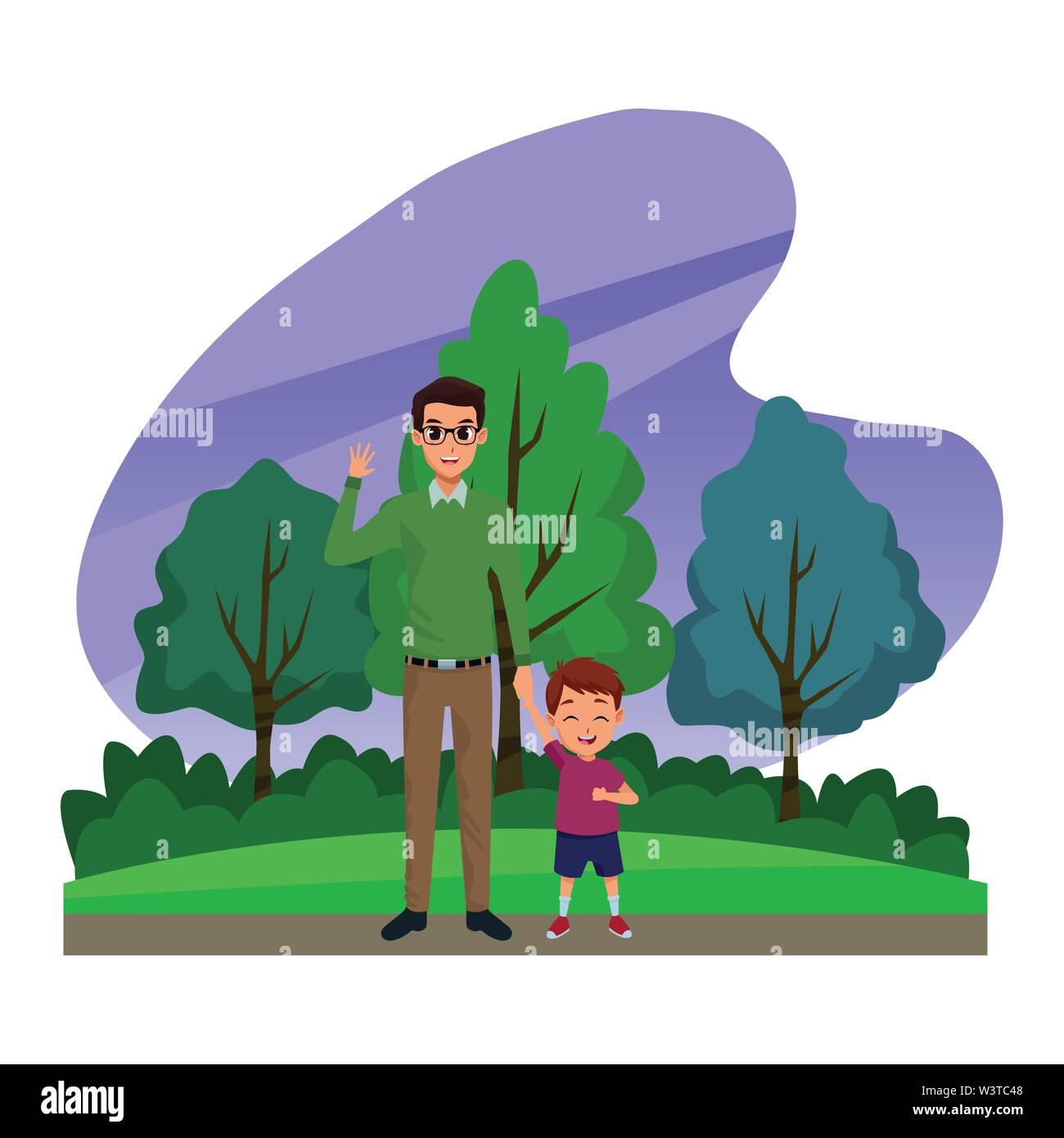 Family single father with children cartoon Stock Vector Image & Art - Alamy