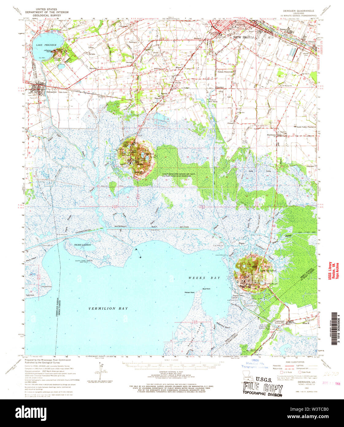 USGS TOPO Map Louisiana LA Derouen 334465 1963 62500 Restoration Stock ...