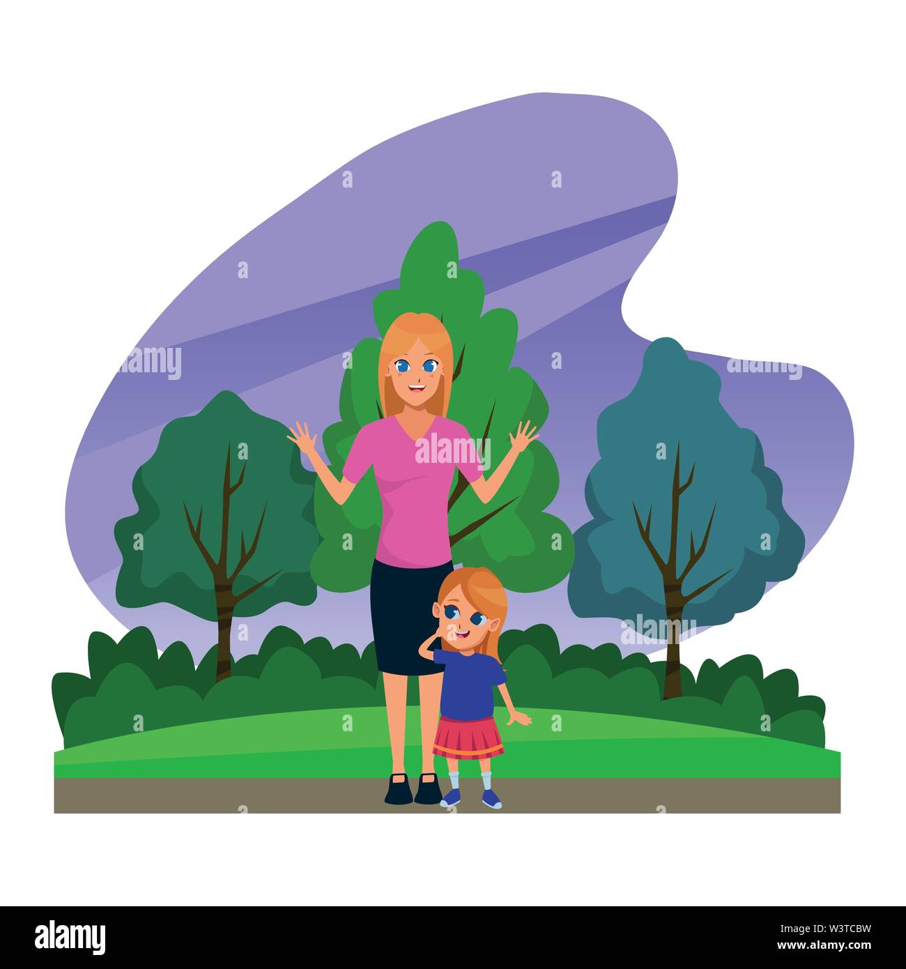Family single mother with children cartoon Stock Vector Image & Art - Alamy