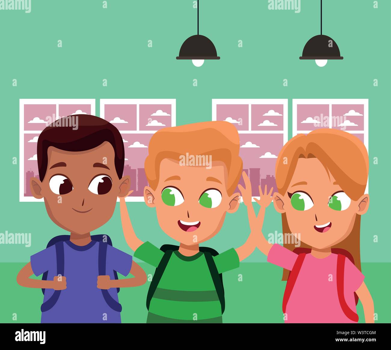 childhood cute school students cartoon Stock Vector Image & Art - Alamy