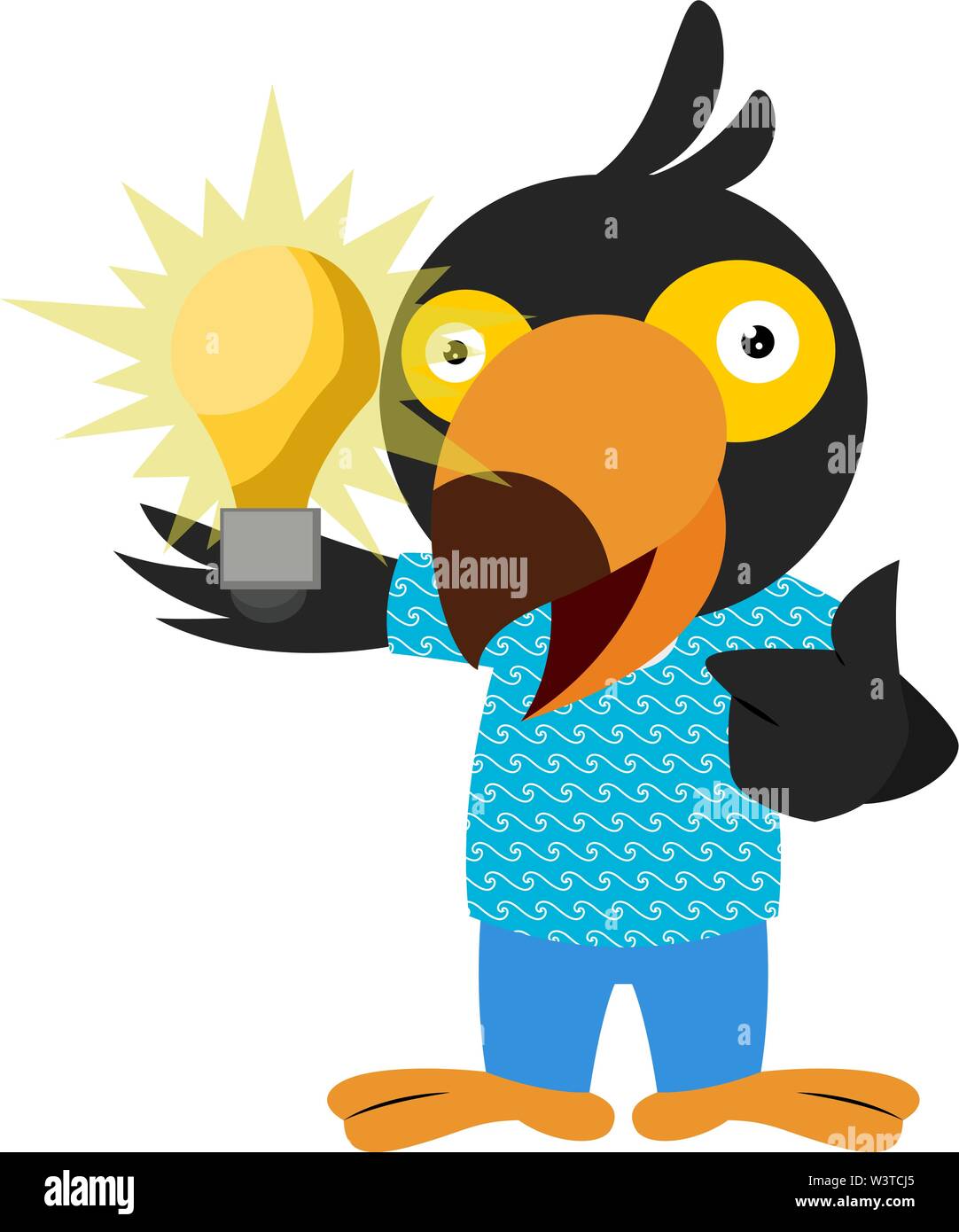 Bird with lighting bulb, illustration, vector on white background Stock ...