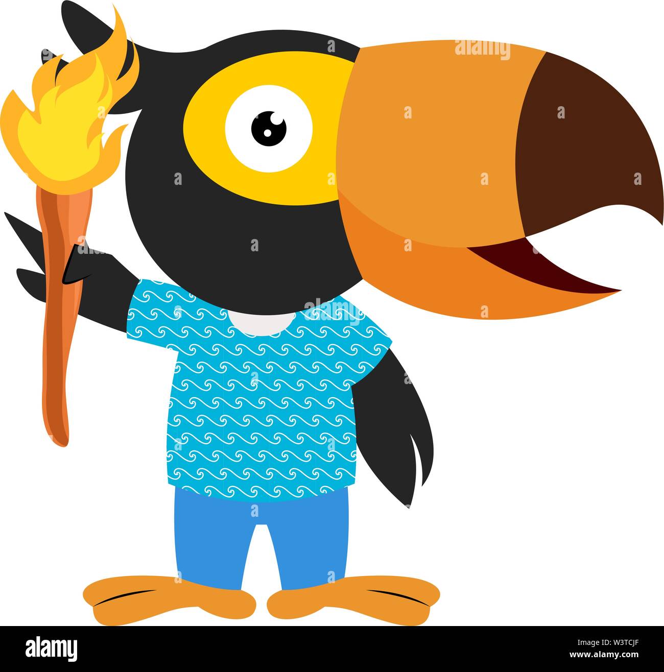 Bird with torch, illustration, vector on white background Stock Vector ...