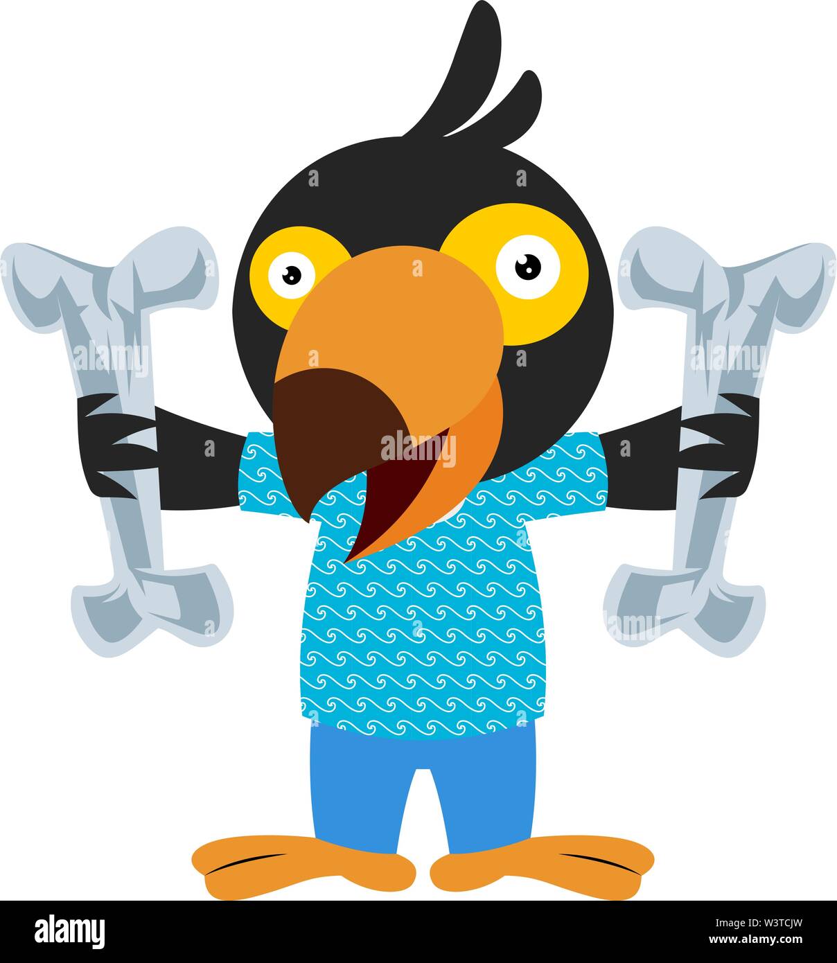 Bird holding bones, illustration, vector on white background Stock ...