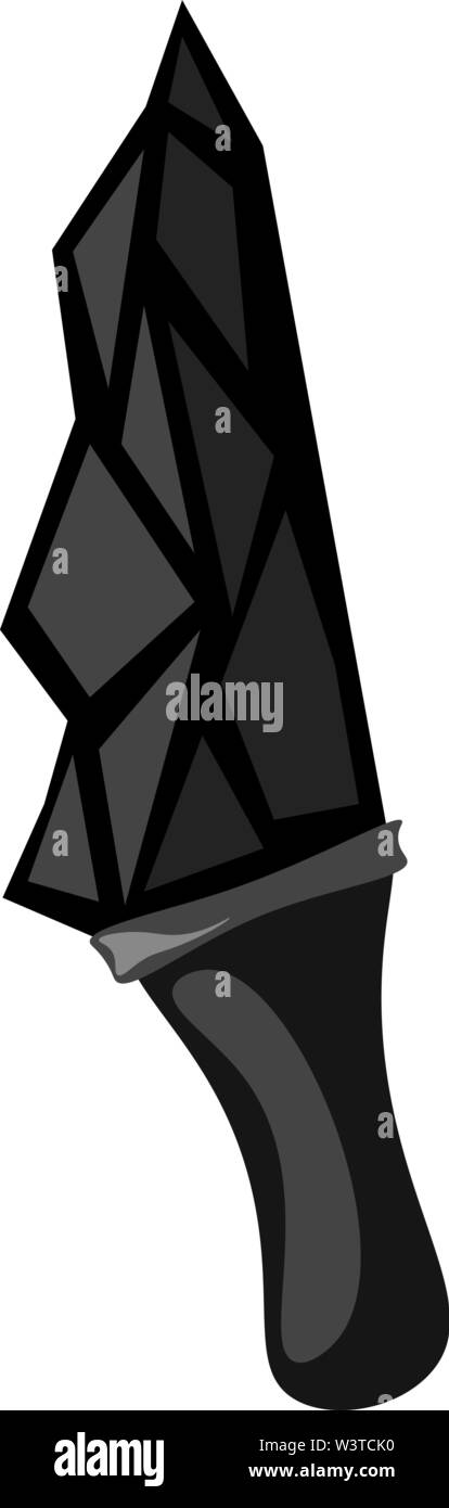 A black stone dagger with a black handle, vector, color drawing or ...