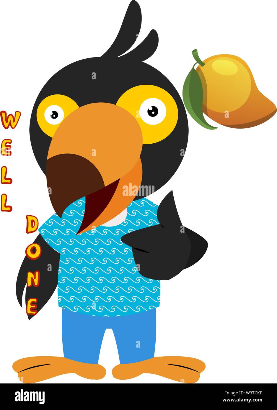 Bird with mango, illustration, vector on white background Stock Vector ...