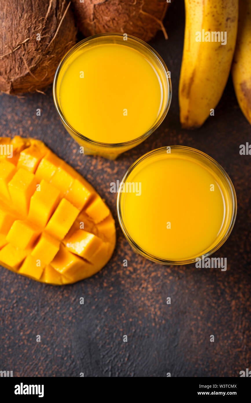 Fresh tropical mix fruit juice Stock Photo - Alamy