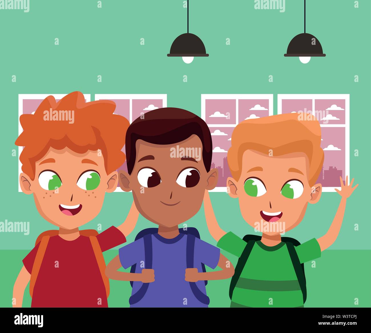 childhood adorable school students cartoon Stock Vector Image & Art - Alamy