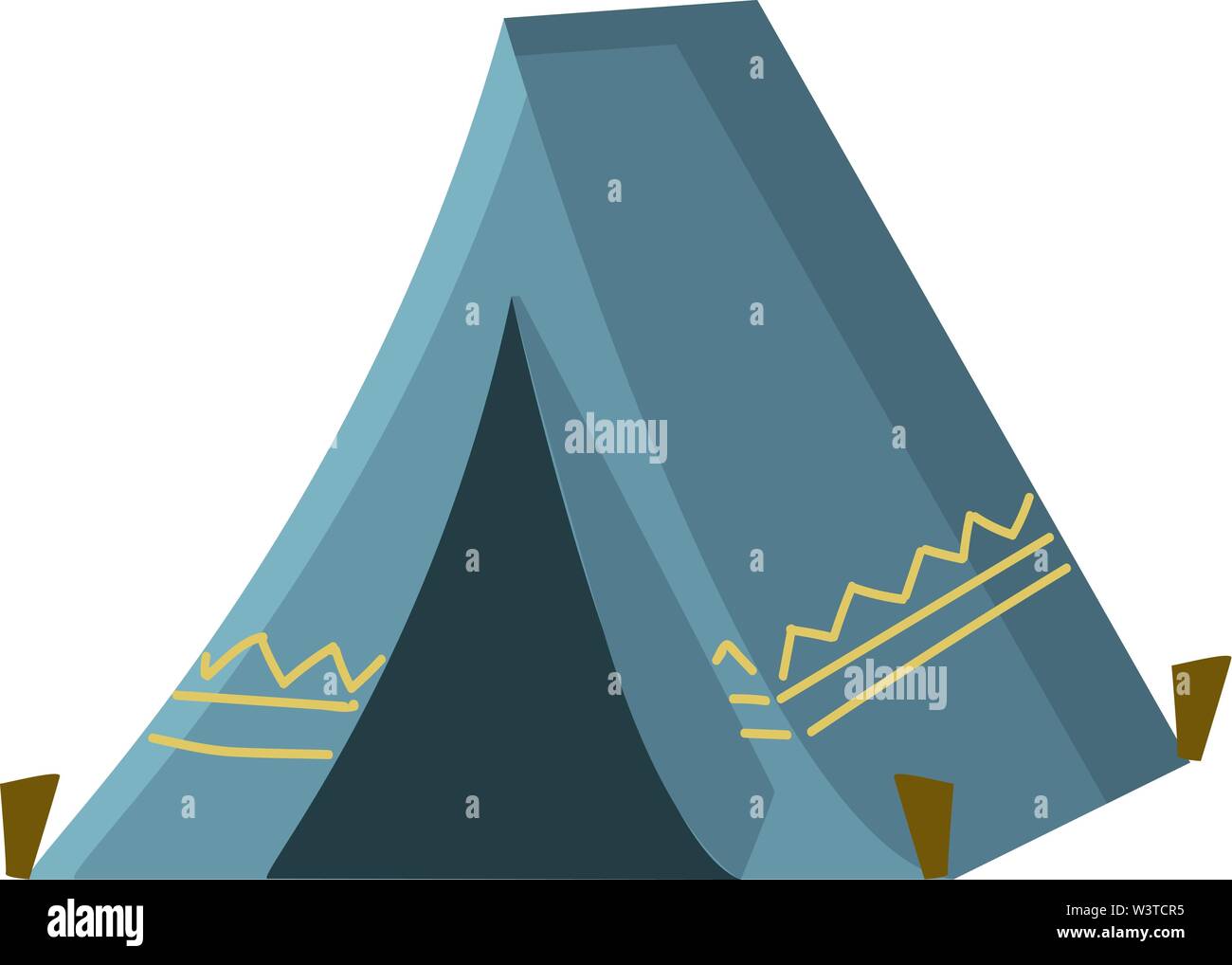A blue colored camping tent, vector, color drawing or illustration ...