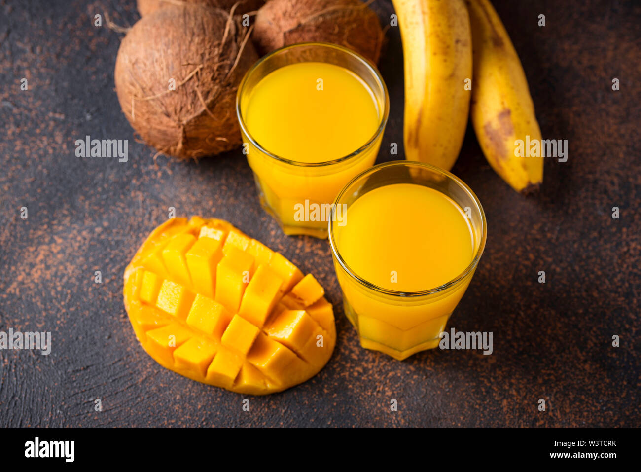 Fresh tropical mix fruit juice Stock Photo - Alamy