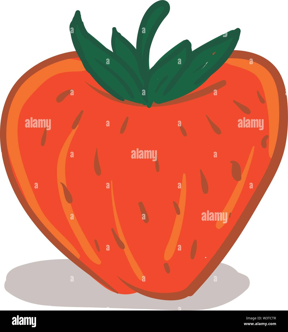 A fresh and juicy red cartoon of a strawberry, vector, color drawing or ...