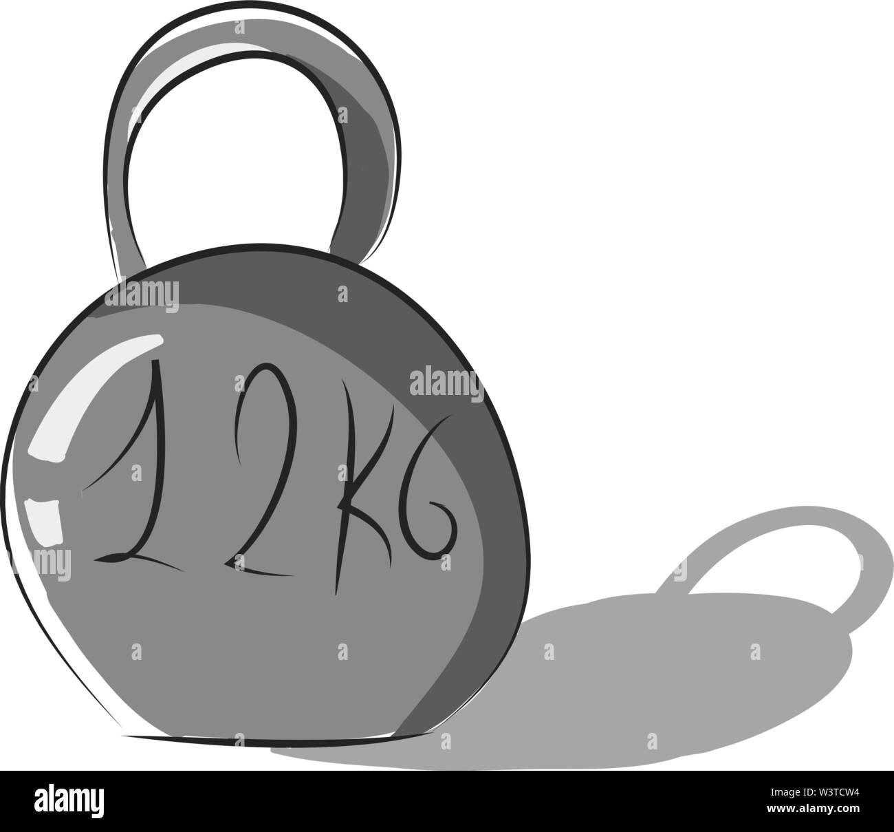 A heavy iron cargo with 12kg of weight, vector, color drawing or ...