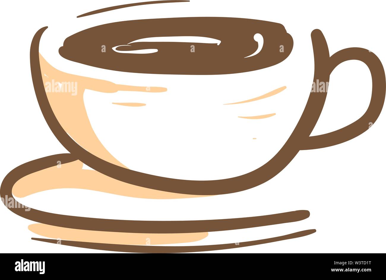 A hot coffee in a cup, vector, color drawing or illustration Stock ...