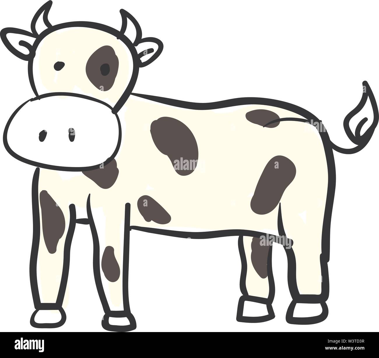 A big white cow with gray spots, vector, color drawing or illustration ...