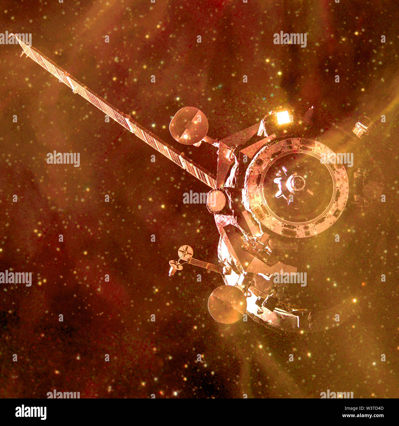Space shuttle. Infinite space background with nebulas and stars ...