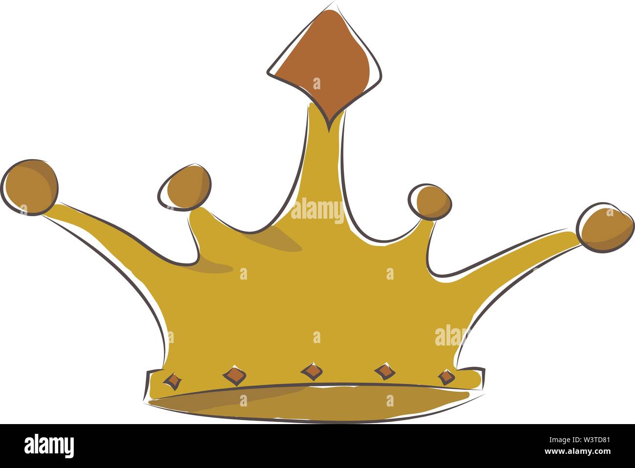 A shiny golden crown with red stone at the center, vector, color ...