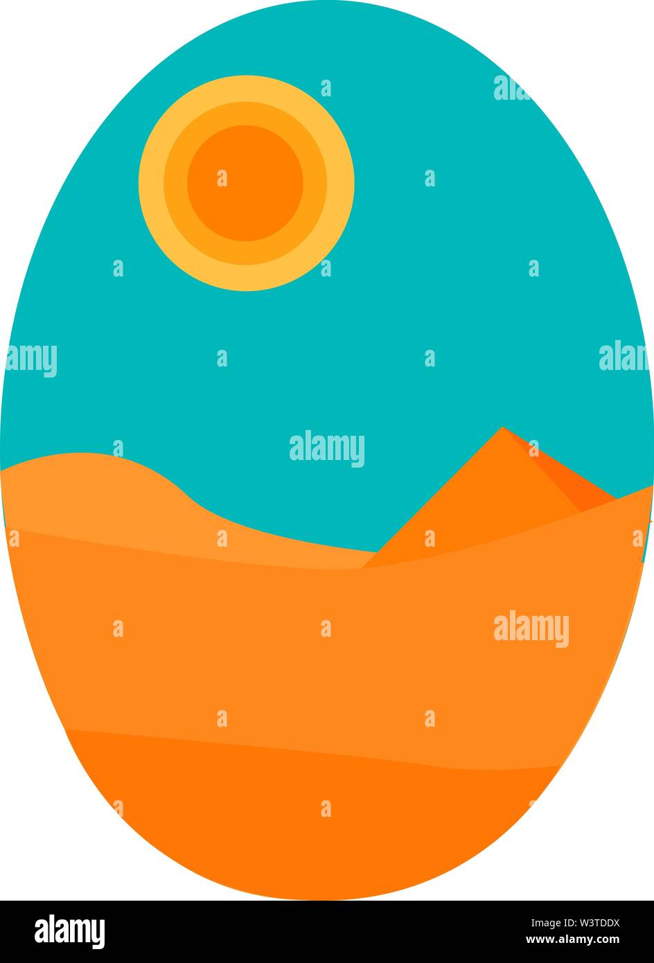 An orange colored desert with a very hot and bright sun, vector, color ...